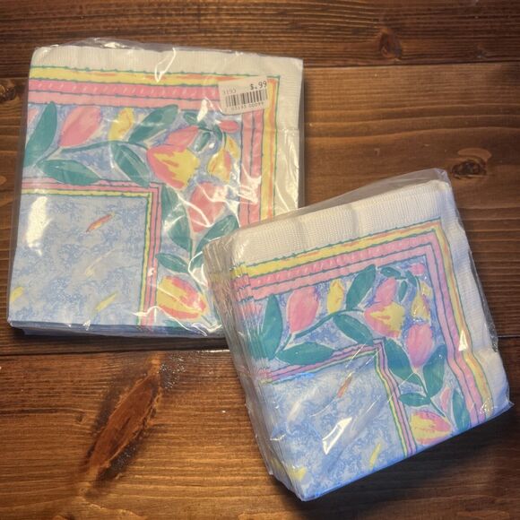 Holiday | Vtg New 9s Party House 2 Paper Napkins 13x13 32 10x10 48 Kara ...